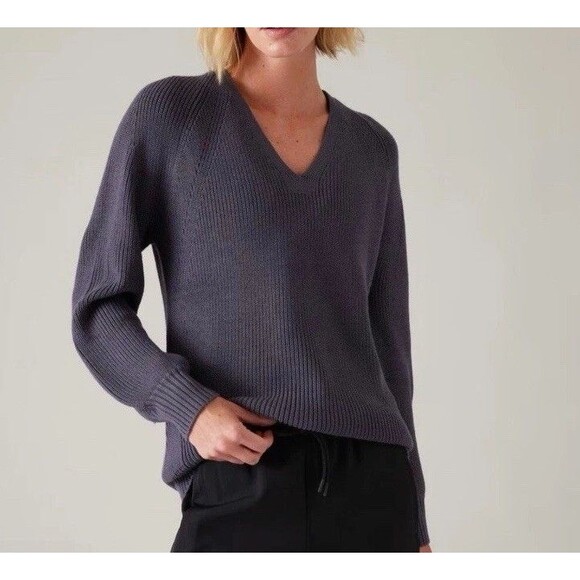 Athleta | Sweaters | Athleta Hanover Refined V Neck Sweater Merino Wool ...